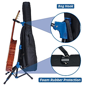 Salvori Folding Guitar Stand with Auto-Lock System and Soild Tripod for Single Bass, Acoustic, Electric, Classical Guitar or Ukulele (Single)