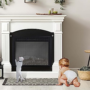 TOHONFOO Fireplace Screen - Teslin Mesh Fireplace Cover - Fireplace Cover Baby Proof to Prevent Baby and Pet Near Idle Fireplace - Fireplace Screen Safety Cover - 29 x 40 inch