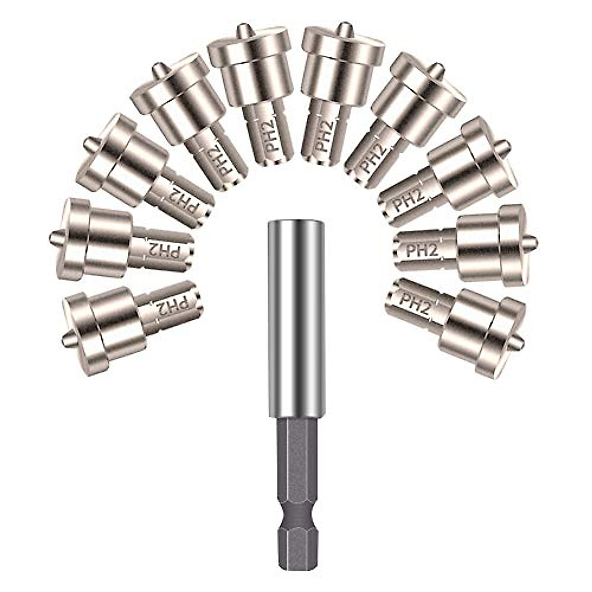 AUTOTOOLHOME 10pcs Drywall Screw Bits Setter PH2 Magnetic Extension Drill Bit Holder for Plasterboard