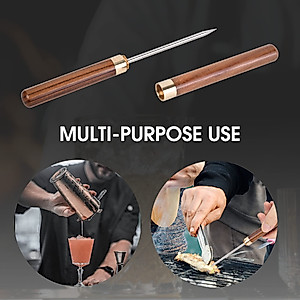 2 Pack 9"Ice Picks,Sturdy Stainless Steel Ice Picks For Breaking Ice with Safety Cover,Non-slip Wooden Handle For Kitchen,Bars,Bartender,Camping (Ebony)