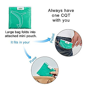 CQT Reusable Grocery Bags Foldable Shopping Bags 6 Pack XLarge 50LBS Tote Bags Machine Washable Eco-Friendly Polyester