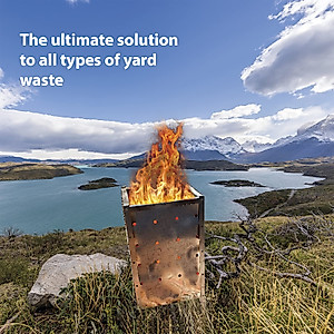 Marabuut Garden Waste Incinerator - Large 29" x 16" Square Galvanized Burn Barrel Trash Can - Used to Burn Yard Debris, Wood, Leaves, and Cardboard - Complete with Assembly Tools