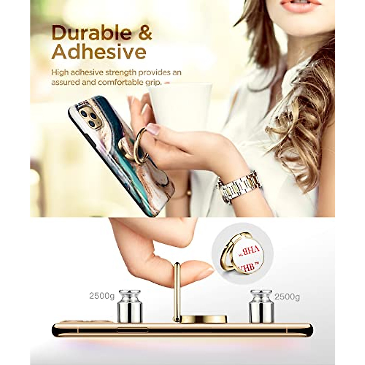 GVIEWIN Marble Bundle - Compatible with Samsung Galaxy S23 Ultra 6.8 Inch [No Built-in Screen Protector] + Phone Ring Holder (Dreamland River/Purple) (2 Items Bundle)