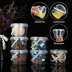 50 PCS 10 oz Slime Containers with Lids and Handles, Plastic 300ml Storage Bucket Containers, Clear Slime Storage Case for Slime DIY Art Craft, Pigment, Small Tools, Part Material