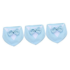 Mipcase 3pcs Decorative Tuxedo Pets Kerchief Valentines Cat Adjustable Holiday Cool Cats Kitten Small Tie Dogs Puppy Towel Scarf Bibs Washable Delicate Dog Large Suit Collar Bow Bandana