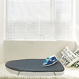 Fayaww Small Tabletop Ironing Board 12x29inch, Lightweight Ironing Board with Stable Legs,Heat Reflective Cover and Hanging Hook,Black