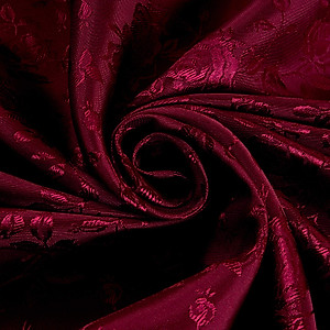 Rose Satin Jaquard Burgundy, Fabric by the Yard