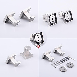 GERZWY Brushed Stainless Steel Towel Hook Robe Hook Coat Hook Heavy Duty Wall Mounted Luxury Hooks for Bathroom Hotel 2 Pack