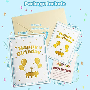 Vocavi Musical Birthday Pop-Up Card with Light & Blowable Candle, 3D Funny Birthday Card with Song 'HAPPY', Applause Cheers Sound Effect, Birthday Gift Greeting Cards for Kids Men and Women