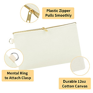 Muka 6 Pack Canvas Zipper Pouch Cosmetic Black Makeup Bag Travel Toiletry - Gold Zipper