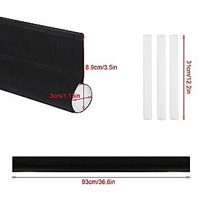 Door Draft Stopper, 37" Under Door Draft Stoppers, Adjustable Door Draft Blocker Bottom for Soundproof, Isolating Hot and Cold Air, Dust, Smoke, Wind and Breeze (Black, 1 Pack)