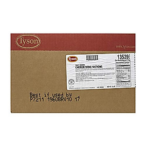 Tyson Fully Cooked, Oven Roasted Bone-in Wings, Magnum, 128Piece, 3/5 Lb, 15 Lb