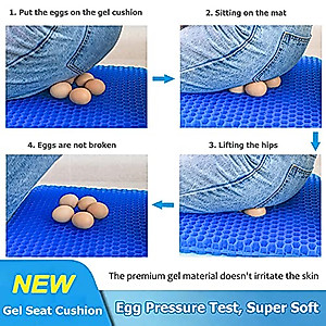 Gel Seat Cushion, Double Thick Egg Gel Cushion for Pressure Pain Relief, Breathable Wheelchair Cushion Chair Pads for Car Seat Office Chair (16x14x1.65inch)