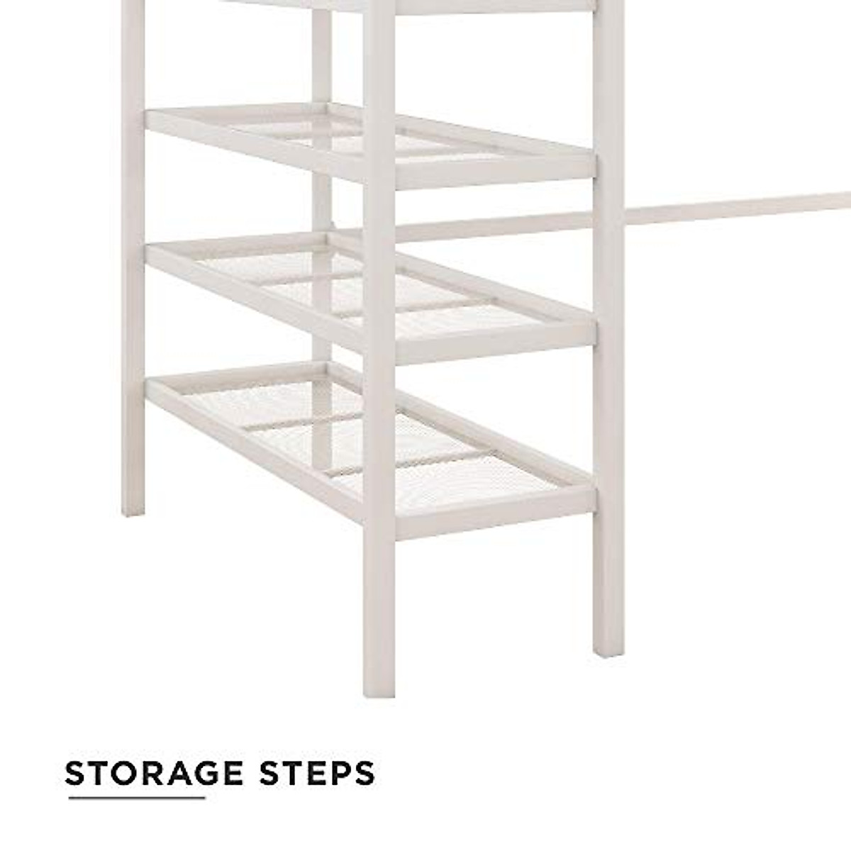 DHP Tiffany Metal Storage Bookcase, Twin Bunk Bed, White Loft