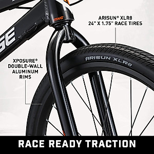 Mongoose Title Elite Pro BMX Race Bike with 24-Inch Wheels in Black for Advanced and Returning Riders, Featuring Professional-Grade 6061 Tectonic T1 Biaxial Hydroformed and Butted Aluminum Frame