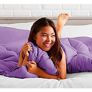 Cotton Home Depot Soft Bed in Bag 1000 Series Egyptian Cotton 5 Piece 500 GSM Warm Comforter Set (Comforter + Flat Sheet + Fitted Sheet 10'' Deep + 2 Pillow Cases) Bedding Set King Lilac