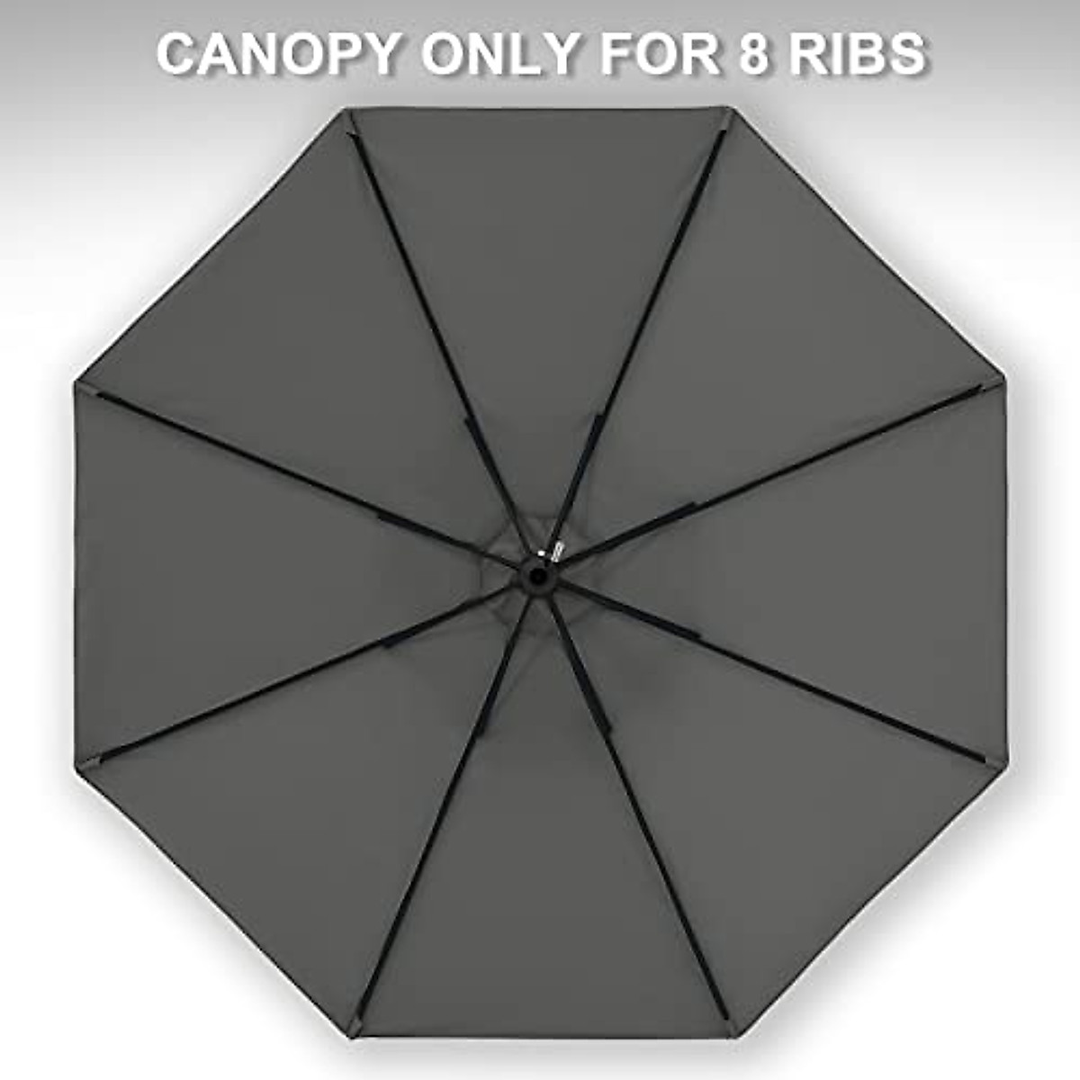 MASTERCANOPY Patio Umbrella 9 ft Replacement Canopy for 8 Ribs-Charcoal Grey