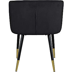 Meridian Furniture Louise Collection Modern | Contemporary Velvet Upholstered Dining Chair with Gold Tipped, Black Metal Legs, 24" W x 23.5" D x 30" H