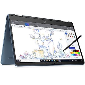 HP Newest Laptop X360 14a Chromebook 14" HD Touchscreen, Intel Quad Core N4120, 4GB DDR4 64GB eMMC WiFi HD Webcam Stereo Speakers Bluetooth 5.0 iSlik Pen Forest Teal (Renewed)