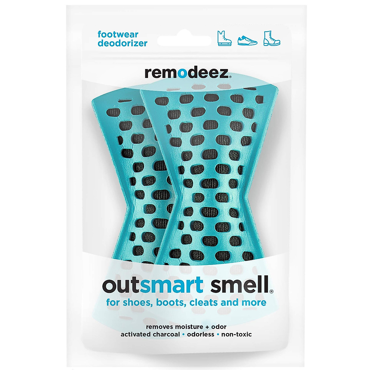 remodeez Deodorizer and Odor Eliminator, Nontoxic Coconut, Activated Charcoal, Natural Air Fresheners, Moisture & Odor Absorber for Shoe (Blue, 1-Pair), (2)