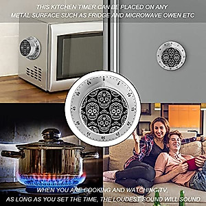 Kitchen Timer Black Skull Classroom Timer Stainless Steel Countdown Timer with Magnetic Backing