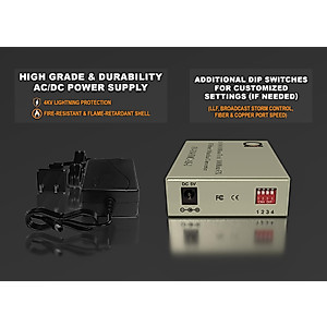 Multimode LC 850 nm Gigabit Fiber Media Converter - Includes SFP 550 m (0.34 Miles) LC – to UTP Cat5e Cat6 10/100/1000 RJ-45 – Auto Sensing Gigabit or Fast Ethernet Speed - Jumbo Frame - LLF Support