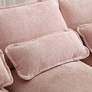 Oversized Modular Sectional Sofa Cloud Couch, Modern Chenille Upholstered Corner Couch, Comfy Boucle Sleeper Sofa&Couches with Double Chaise & Waist Pillows and Memory Foam for Living Room