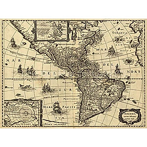 1640 Map| America| America noviter delineata Map Size: 18 inches x 24 inches |Fits 18x