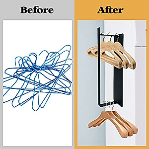 Hlimior Magnetic Hanger Organizer,Hanger Storage Rack for Washing Machine Rack,Hanger Stacker for Closet Laundry Room,Space Saving Clothes Hanger Storage Rack（Black）