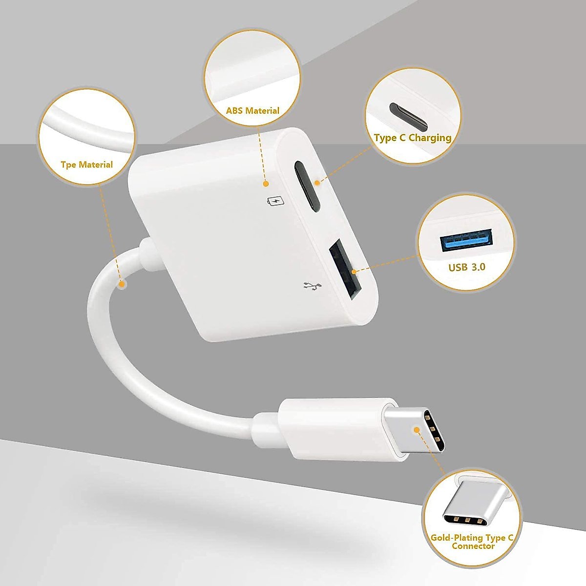 USB C OTG Adapter with Power, 2 in 1 USB C to USB Female with 60W PD Charging Adapter Compatible with iPhone 15/15Pro, iPad Pro, Galaxy S24/S23/S22/S21, Pixel 8/7/6, Google Chromecast with Google TV