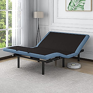 IULULU Adjustable Bed Frame, Queen Size Electric Adjustable Bed Base with USB Ports and Wireless Remote, Under-Bed Lighting, Adjustable Legs, Head and Foot Incline