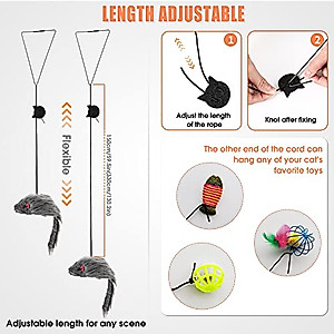 FYNIGO Self-Play 3 Ways Hanging Door Cat Mouse Toys for Indoor Cats Kitten,Interactive Cat Mice Toys for Hunting Exercising Eliminating Boredom, for Small Breeds