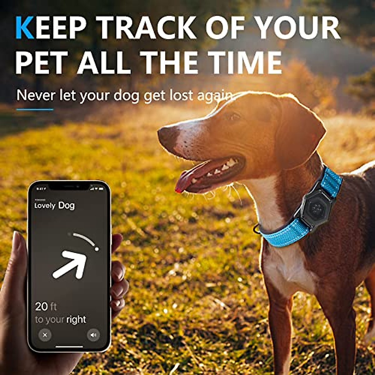 Airtag Dog Collar,Durable Dog Collar with Waterproof Apple Air Tag Holder Case,Adjustable,Soft,and Reflective GPS Tracking Dog Collars for Medium and Heavy Duty Large Dog Boy or Gril