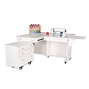 Arrow K8811 Kangaroo Sewing Cabinet for Sturdy Sewing, Cutting, Quilting, and Crafting with Joey II 3 Drawer Storage Cabinet, Portable with Wheels, White Ash Finish