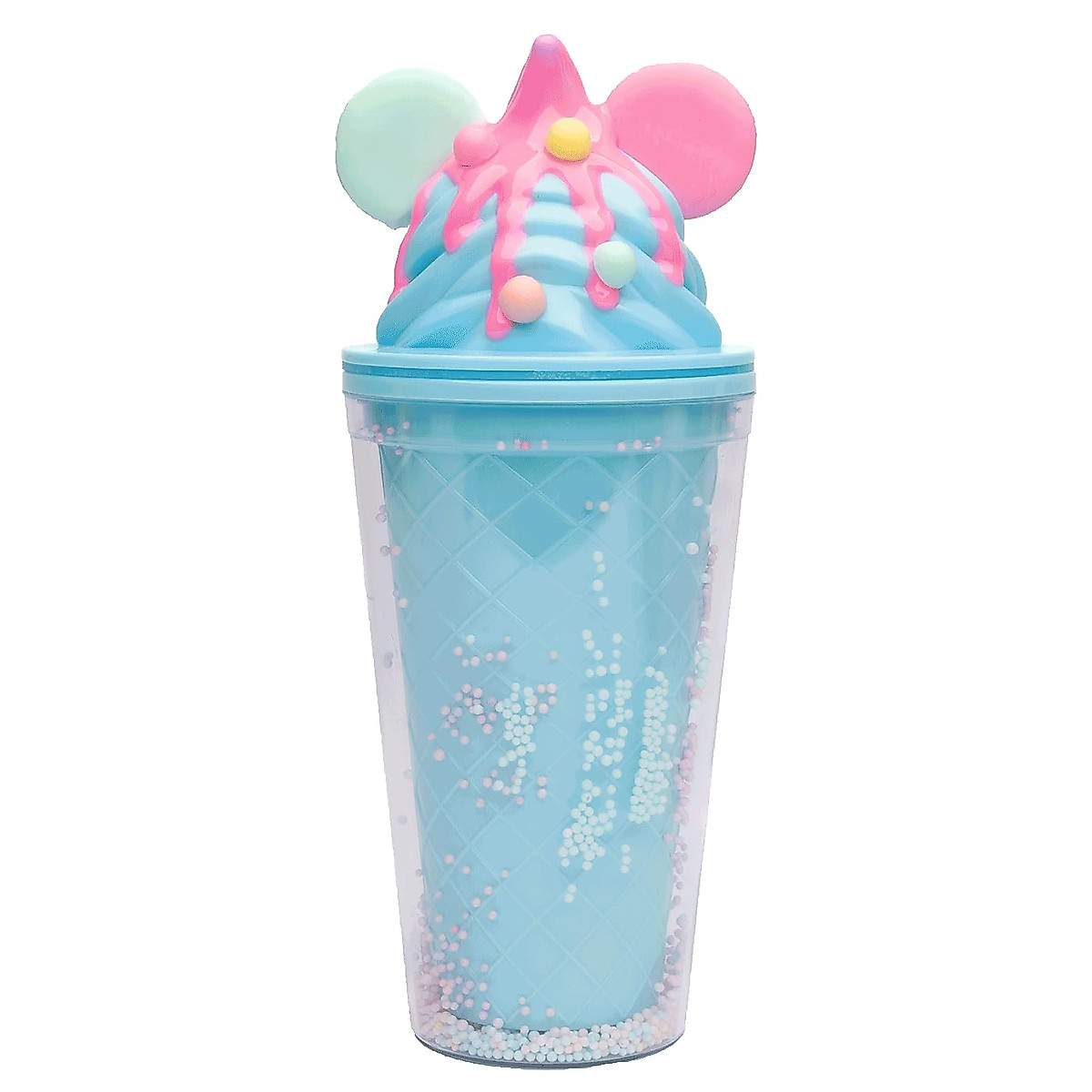 Siesta Drinkware - 16oz Kids Cookie Ice Cream Plastic Bottle - Cold Beverages ONLY- Eco-friendly - 100% Food Grade Silicone - BPA Free (Blue)