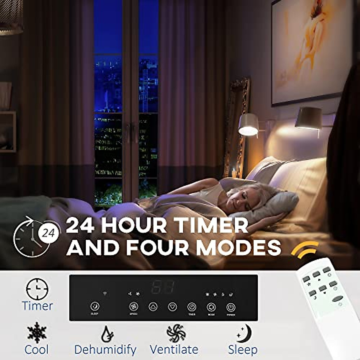 HOMCOM 8,000 BTU Smart WiFi Portable Air Conditioners for Rooms Up to 215 Sq. Ft., Cool Dehumidifier Fan 3-in-1 Portable AC Unit with Remote, 24H Timer, Window Mount Kit Included, Black