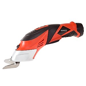 Cordless Electric Scissors with Two Blades - Fabric, Leather, Carpet and Cardboard Cutter - 3.6V Lithium-Ion Rechargeable Battery by Stalwart (Red)