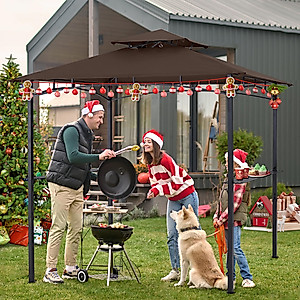 ABCCANOPY 8'x 5' Grill Gazebo Shelter, Outdoor BBQ Gazebo Canopy with LED Light (Coffee)