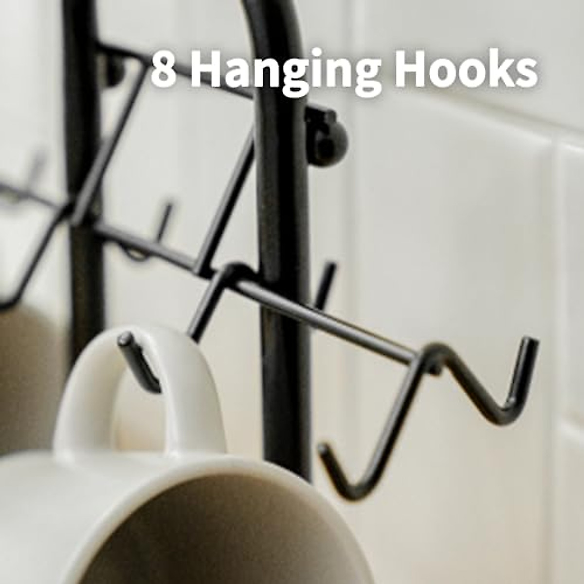 ikloo Metal Small Coffee Cup Stand, Tabletop Coffee Cup Rack Holder, Drying Display Rack, Coffee bar Accessories, Kitchen Counter Organizer, Tea Cup Rack Stand, Cup Rack for Counter Black.