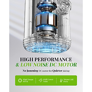 GDOR Compact Juicer Machines, Cold Press Juicer for Fruits & Vegetables, Masticating Juicer with 60NM DC Motor, Slow Juicer with Low Noise, 20 Oz Juice Cup, Easy to Clean, BPA-free,Silver