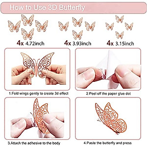 Rose Gold Happy Birthday Party Decorations for Women Girls, Happy Birthday Banner for Her, Fringe Curtains, Foil Tablecloth, Confetti Balloons, Butterfly Decor for 13th 16th 18th 21st 30th 40th 50th