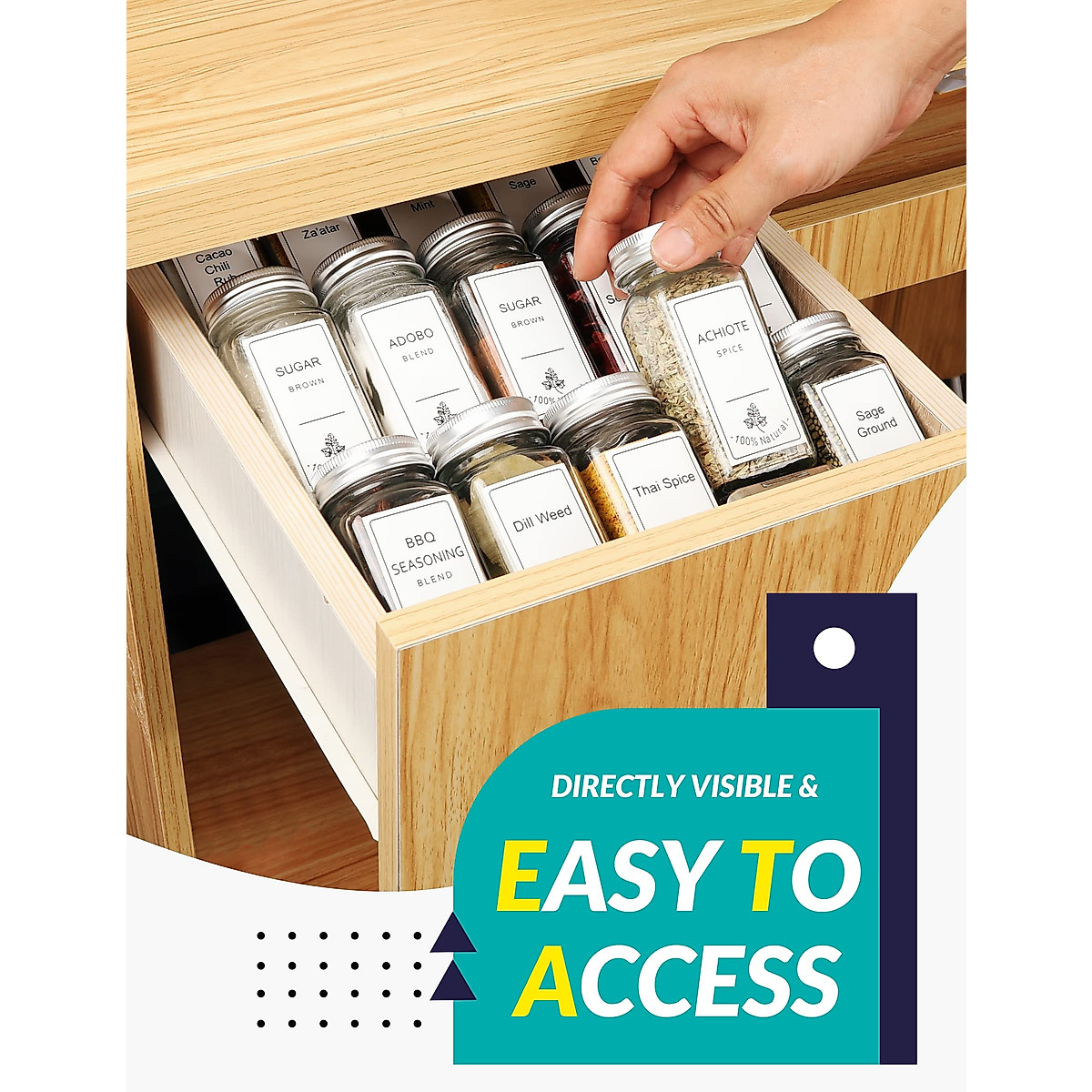 LaVie Home Expandable Spice Tray for 9" to 17" Wide Drawer, 6pcs Combinable Clear Racks (3 or 6 Tiers), Up to Store 30 Seasoning Jars, for Small/ Narrow Cabinet Drawer