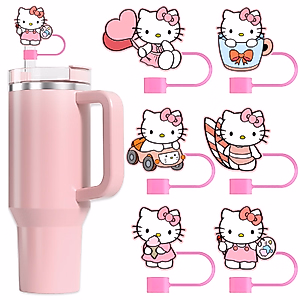 10 mm Straw Toppers for Stanley Cup, 6 Pcs Cartoon Straw Cover Cap for Stanley Tumbler, Reusable Cute Straw Covers for Stanley 30 Oz 40 Oz