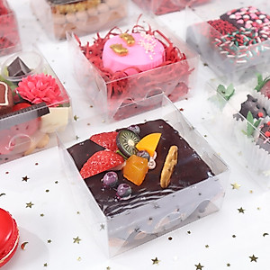 TEMLQPACK 20pcs 4x4x2 Inch Bakery Boxes with Window Cookies Boxes Soap Box Chocolate Truffle boxes Macaron Boxes Gift Treat Boxes for Cake Browine pastries, Dount or gifts goodies Party Favor
