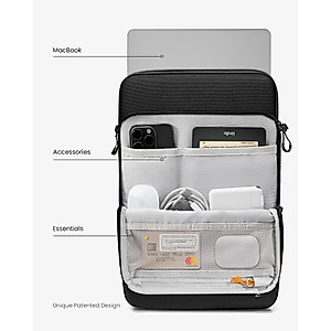 tomtoc 360 Protective Laptop Sleeve Designed for 16-inch New MacBook Pro M4/M3/M2/M1 Pro/Max 2024-2019, Water-Resistant Well-Organized Accessory Sleeve Case with Handle