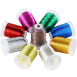 New brothread 9 Basic Colors Metallic Embroidery Machine Thread Kit 500M (550Y) Each Spool for Computerized Embroidery and Decorative Sewing