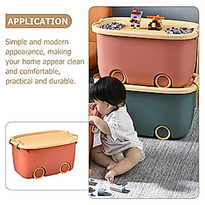 LIFKOME Children Toy Box Children Toy Storage Box Toy Storage Organizer Bins with Lid Rolling Plastic Storage Boxes with Wheels for Home& Office Organization Organizer Box Children Toy Storage Box