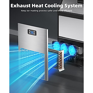 Commercial Ice Maker Machine, 100 lbs/24H Under Counter Ice Machine with 2 Way Water Inlet, 33lbs Ice Storage, Stainless Steel Freestanding, Self Cleaning Ice Makers for Home/Bar/Restaurant/Outdoor