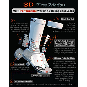 Hiking Work Boot Socks for Men & Women w/Anti-Stress Moisture Wicking Germanium & Coolmax All Season 2 pairs X-Large