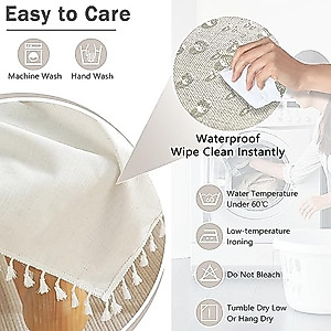 JIALE Table Cloth Rectangle Table, Heavy Duty Cotton Linen Waterproof Tablecloths Farmhouse Tablecloth, Soft and Wrinkle Free Table Cover with Tassels, 55''x70'', 4-6 Seats